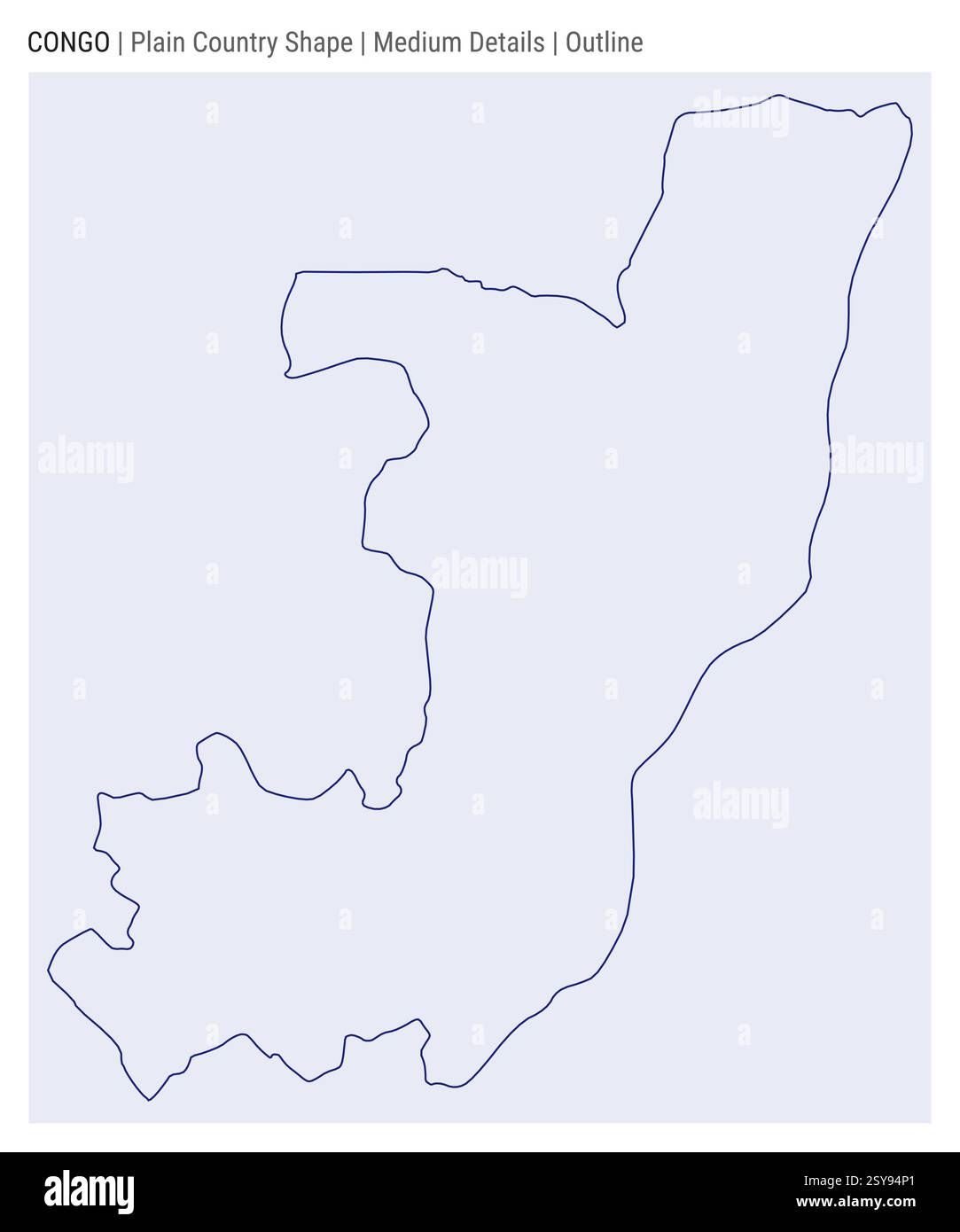 Congo plain country map. Medium details. Outline style. Shape of Congo ...