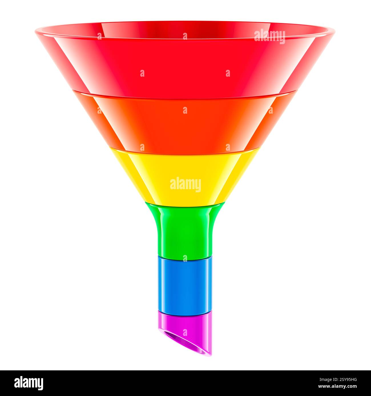 Sales funnel or marketing funnel, 3D rendering isolated on white ...