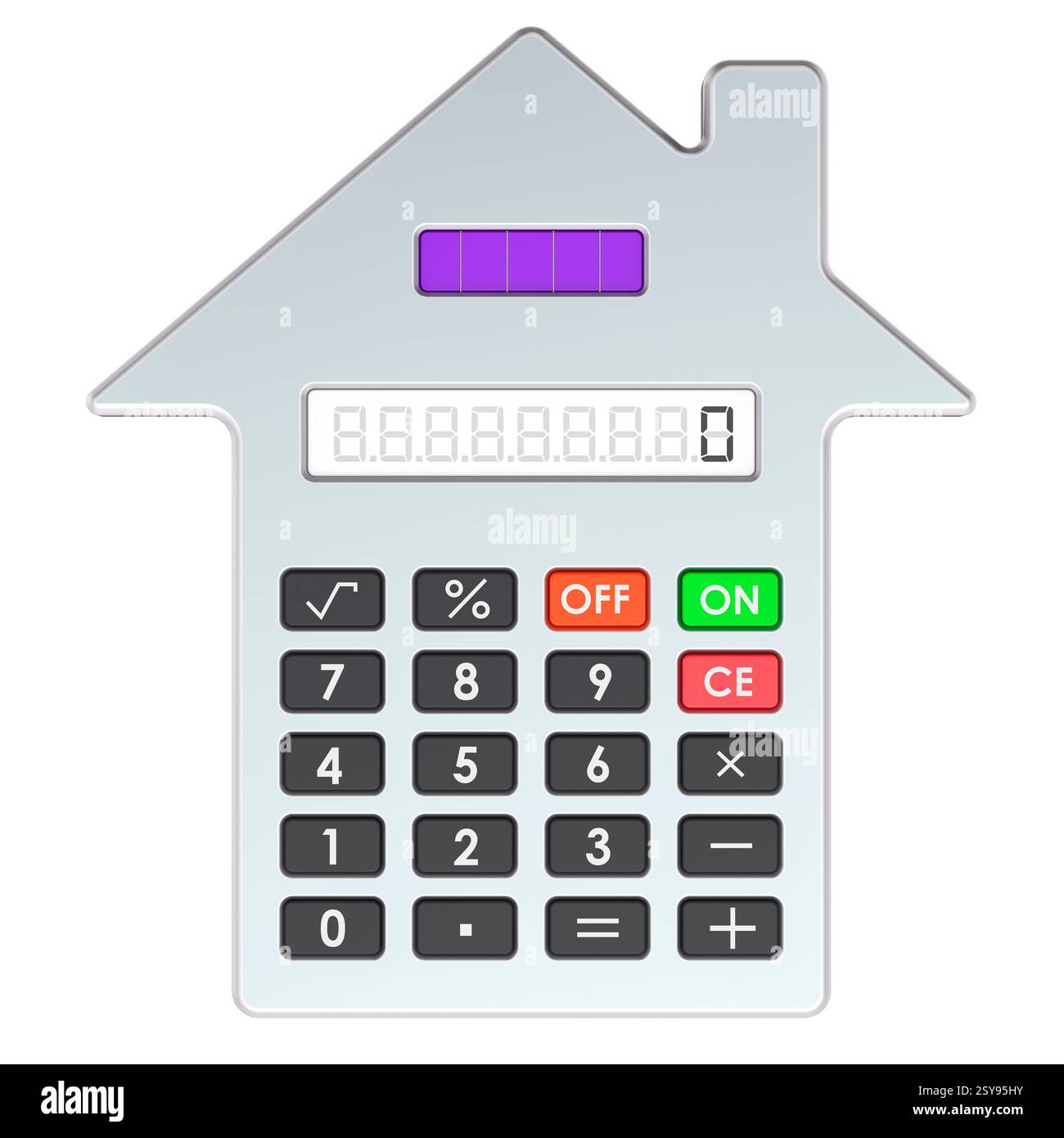 House shaped calculator, 3D rendering isolated on white background ...