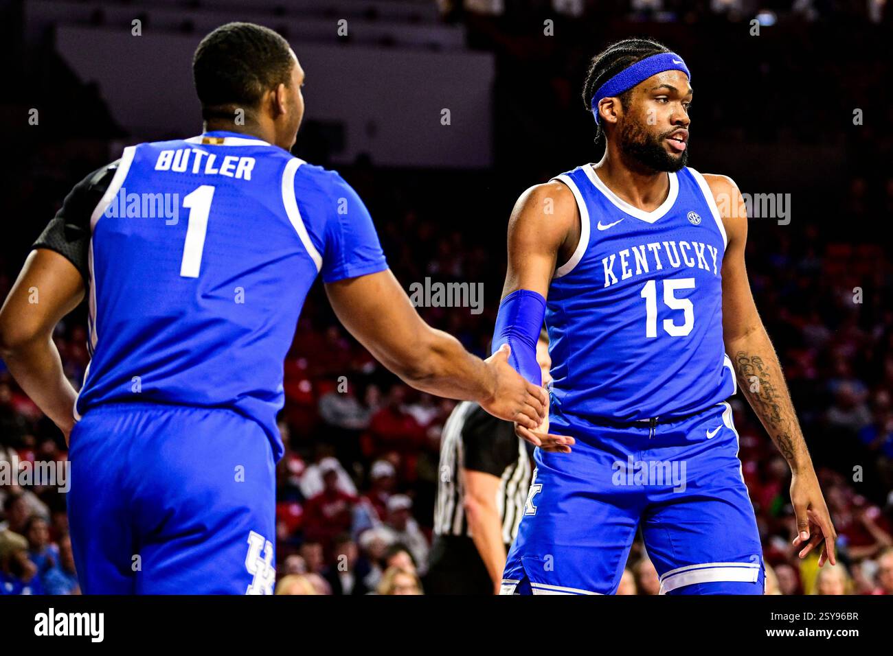 Kentucky forward Ansley Almonor (15), right, celebrates with Kentucky ...