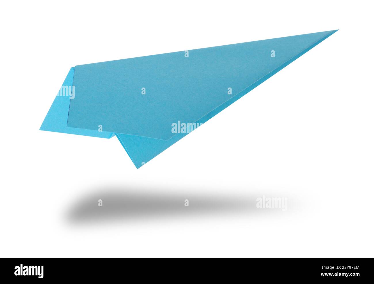 Light blue paper plane in air on white background Stock Photo - Alamy