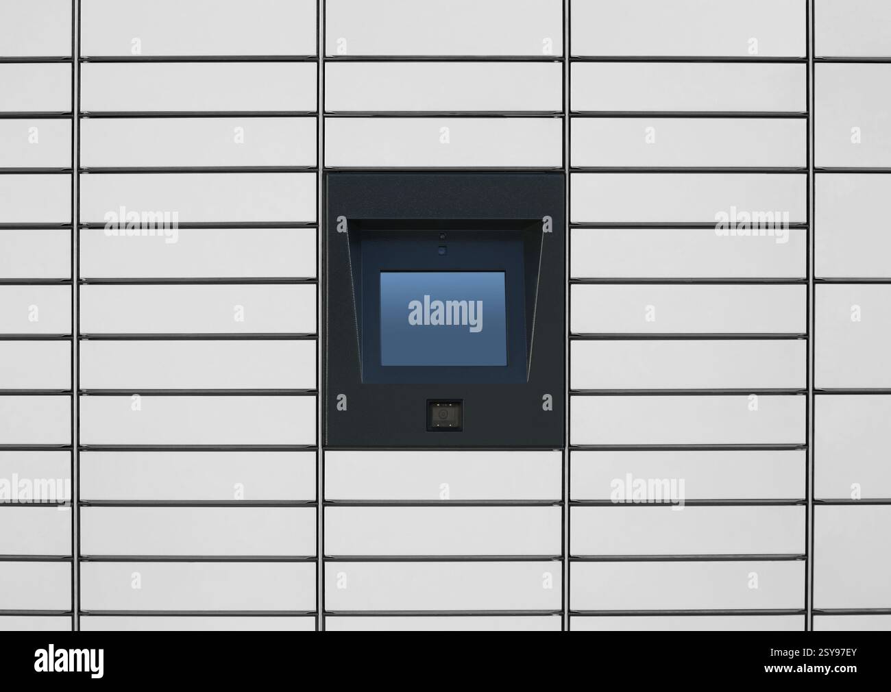Modern postal machine for parcels and letters Stock Photo - Alamy