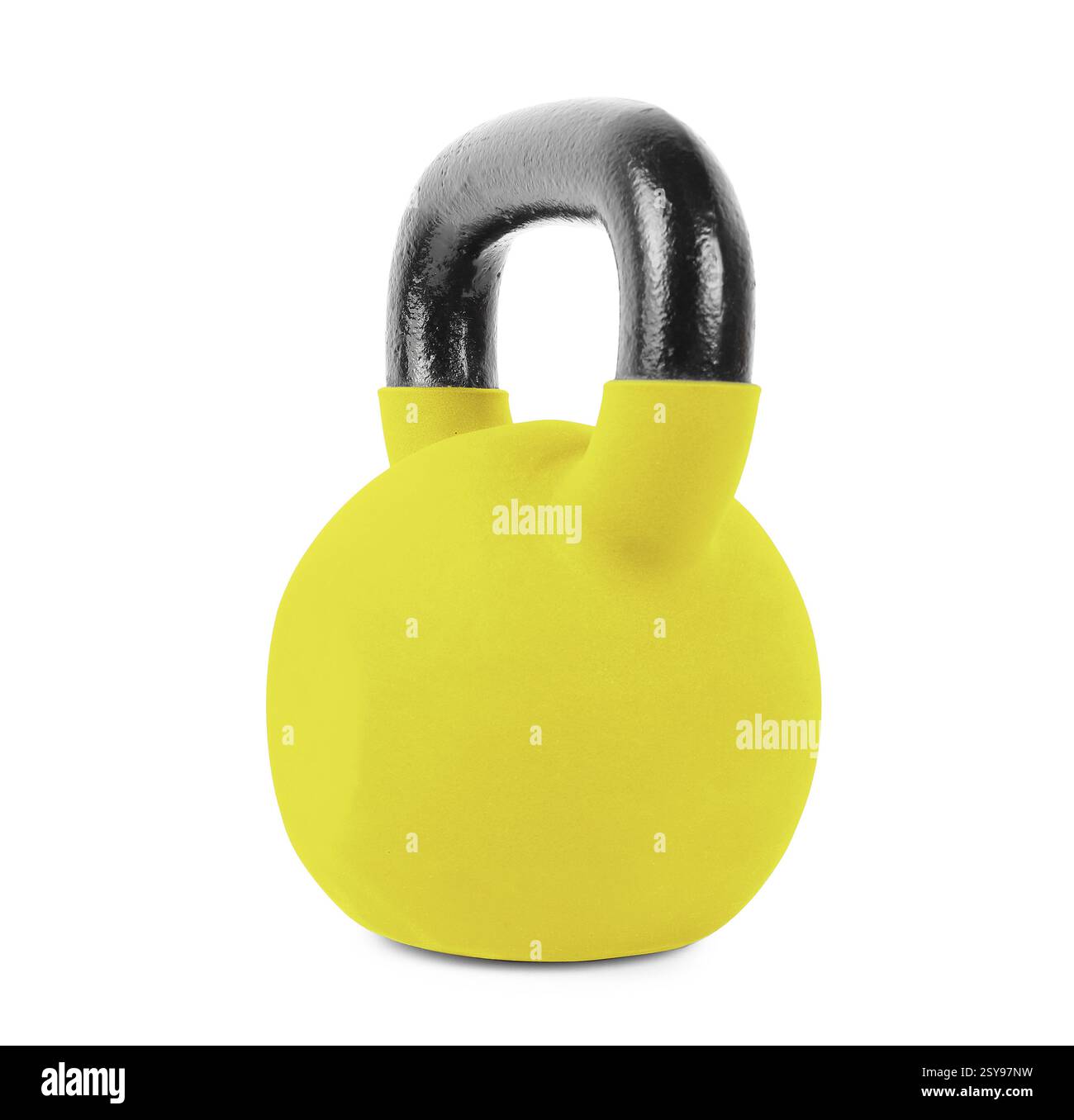 One yellow kettlebell isolated on white. Workout equipment Stock Photo ...