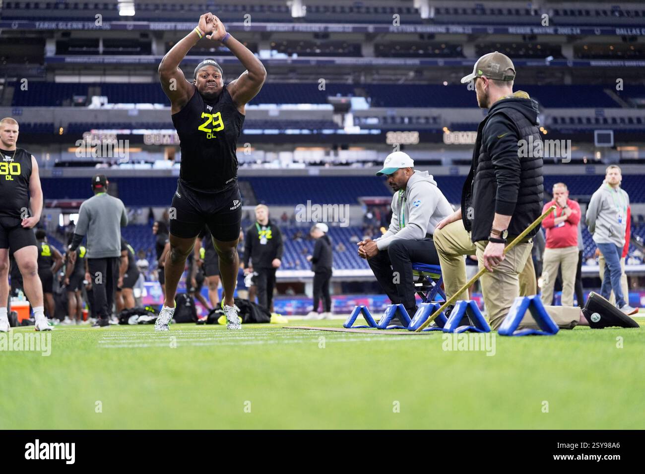 North Carolina defensive lineman Jahvaree Ritzie runs a drill at the ...