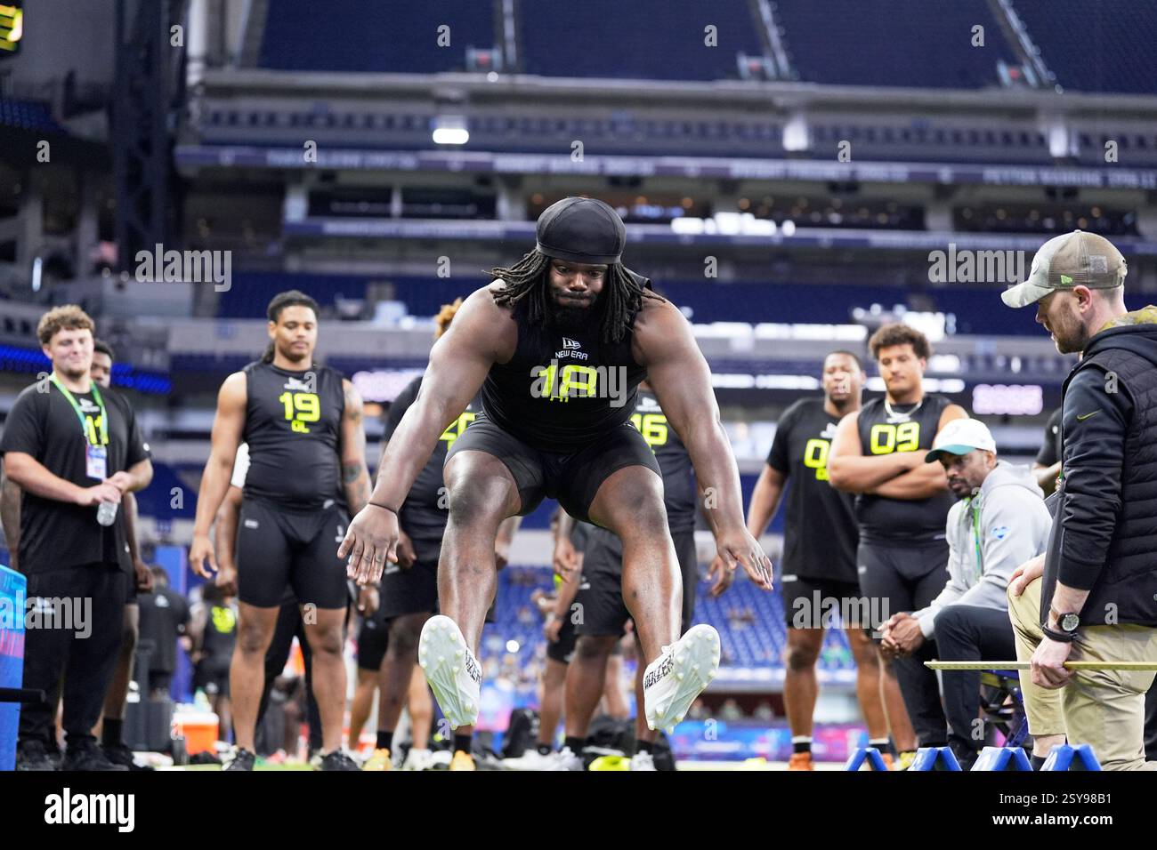 Boston College defensive lineman Cam Horsley runs a drill at the NFL ...