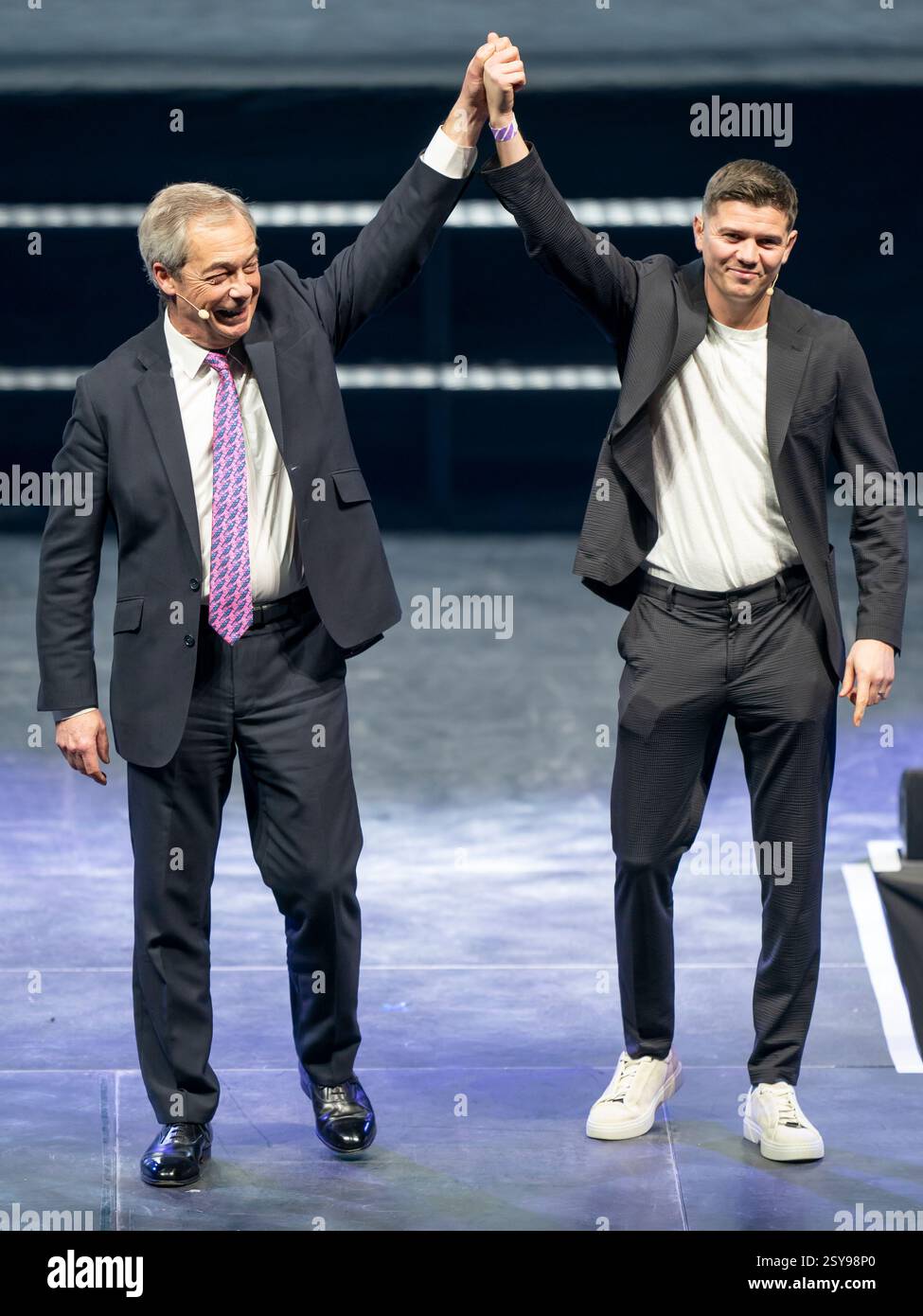 Reform UK leader Nigel Farage with the party's mayoral candidate for ...