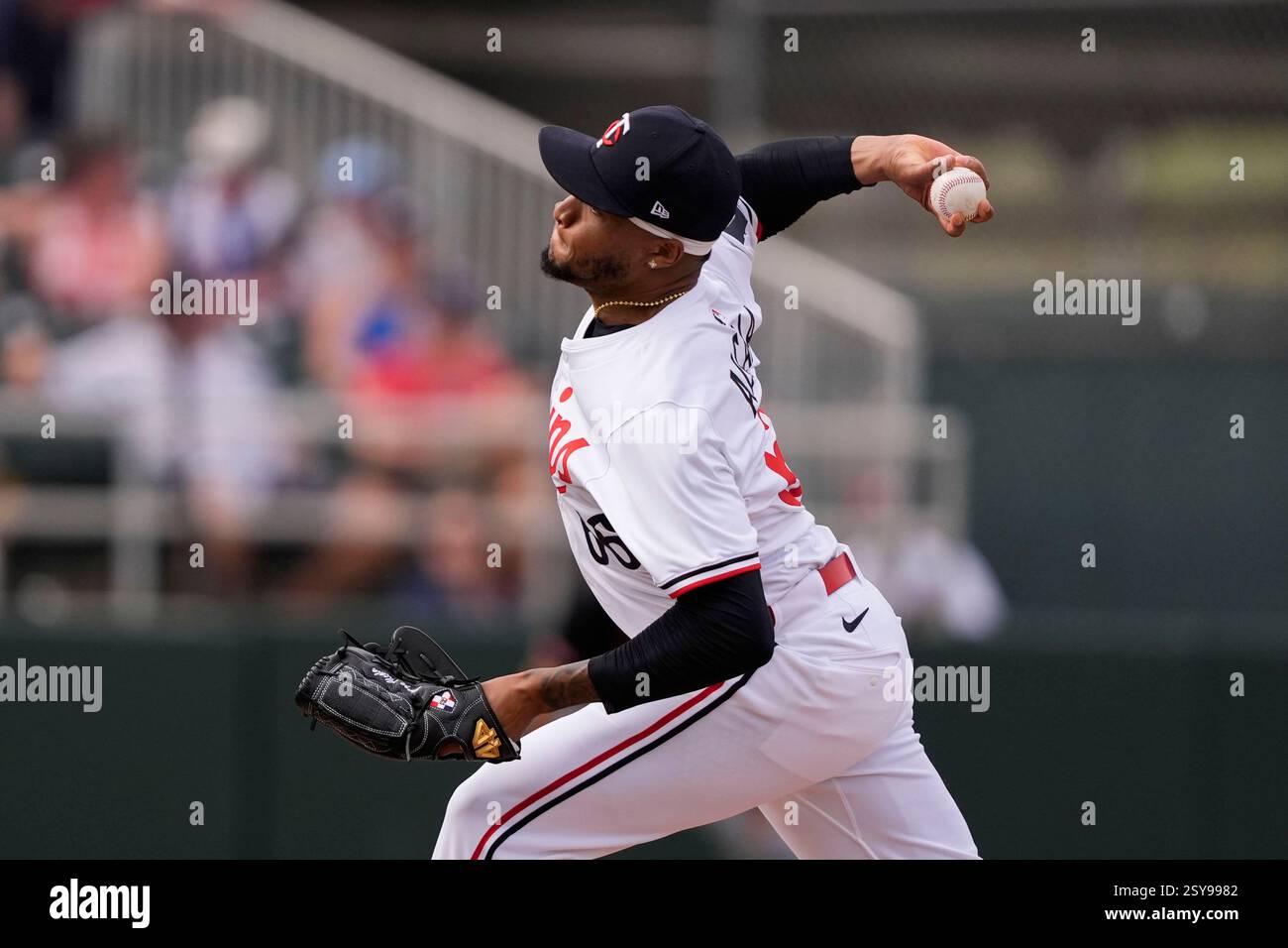 Minnesota Twins pitcher Jorge Alcala delivers in the fifth inning of a ...