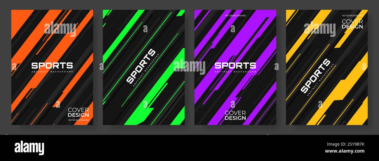Modern sports poster vector set. Cover design template collection for ...