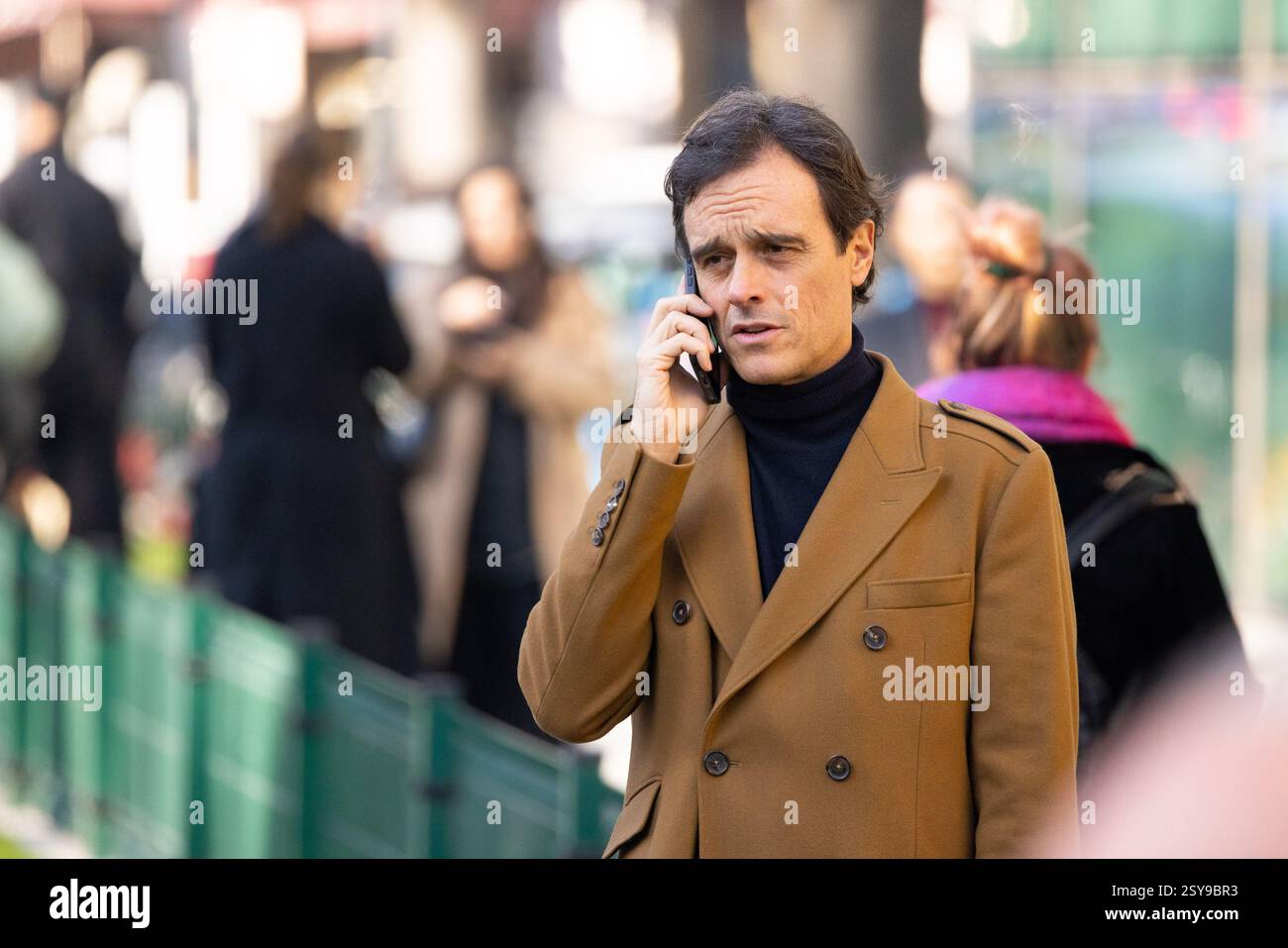 Emanuele Farneti is seen arriving at the Emporio Armani fashion show ...