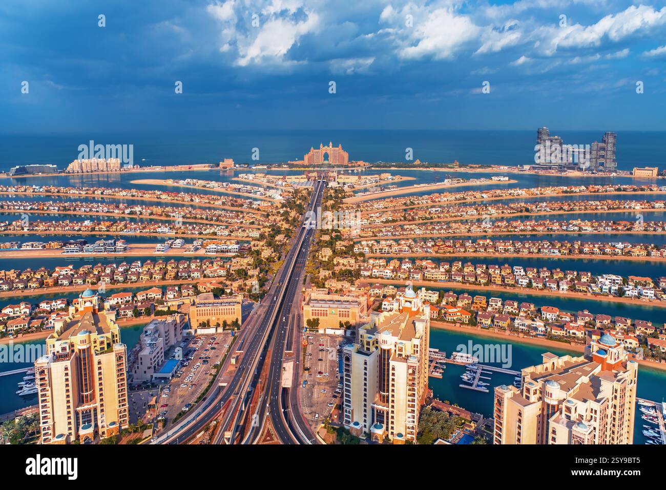 Dubai aerial view - The Palm Island on Jumeirah beach, man made island ...