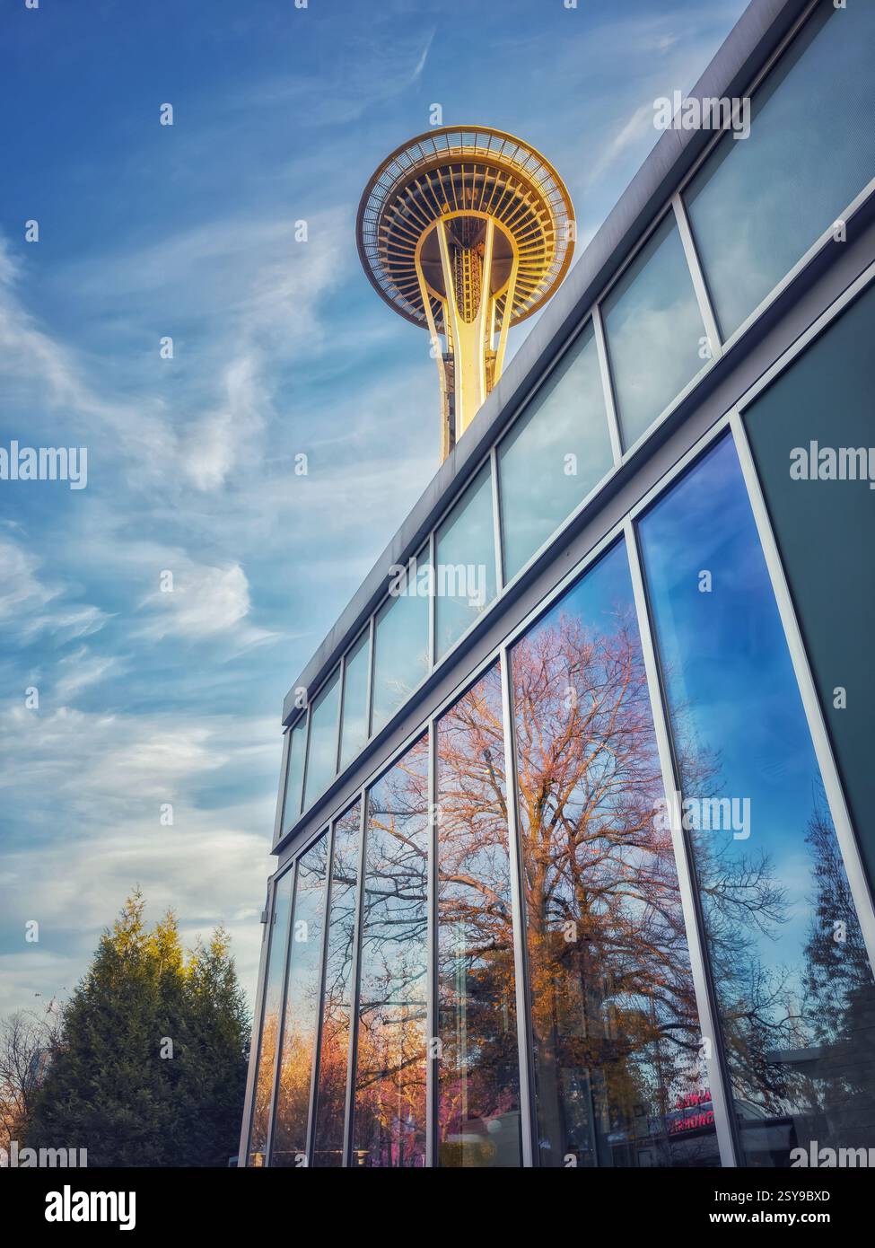 The iconic Space Needle in Seattle, Washington which partially ...