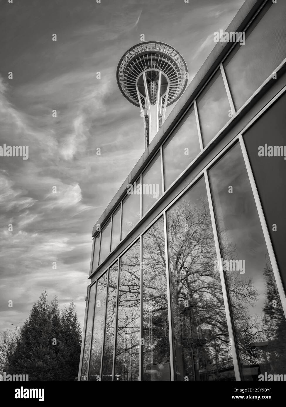 The iconic Space Needle in Seattle, Washington which partially ...