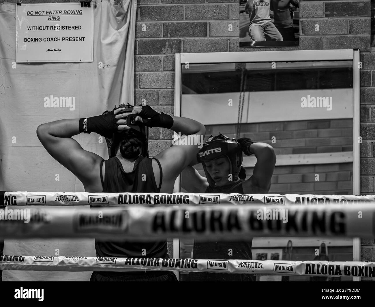 Girl preparing for her boxing match Stock Photo - Alamy