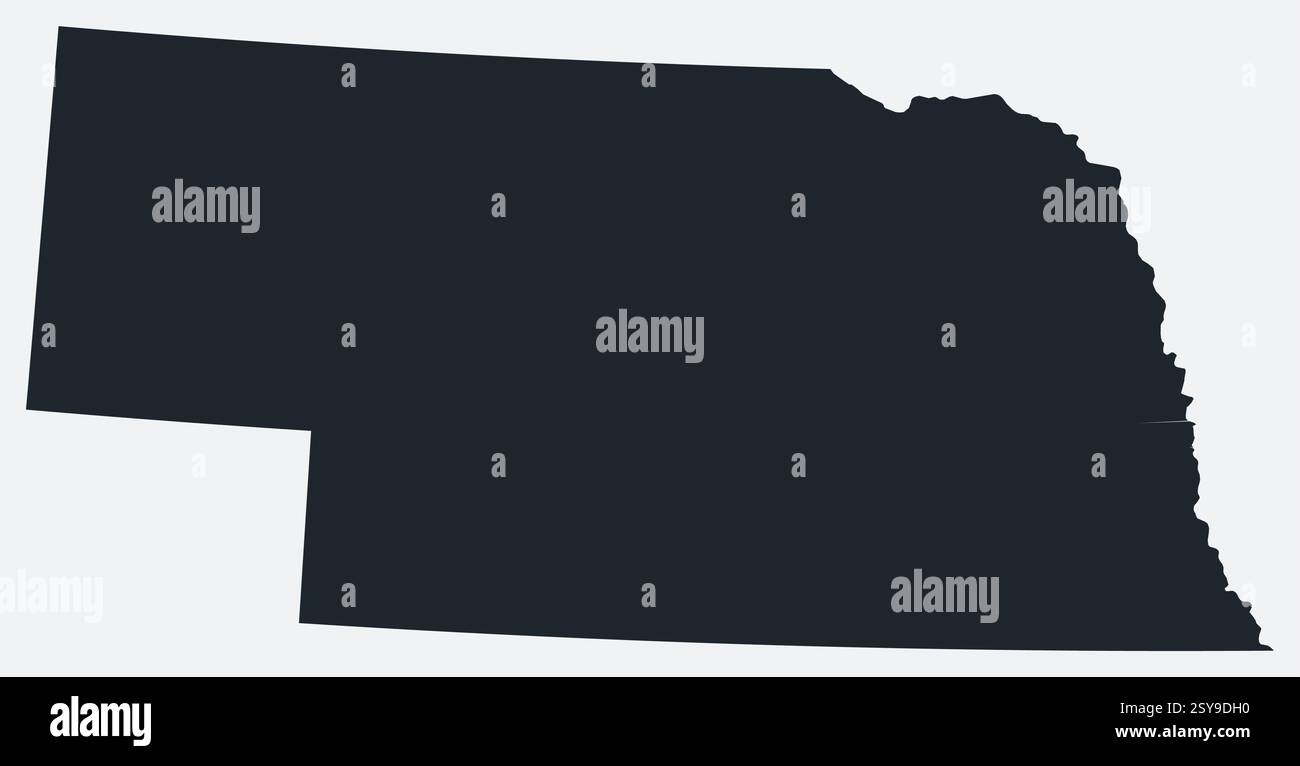 Nebraska map. Just a simple border map. Shape of the state. Flat blank ...