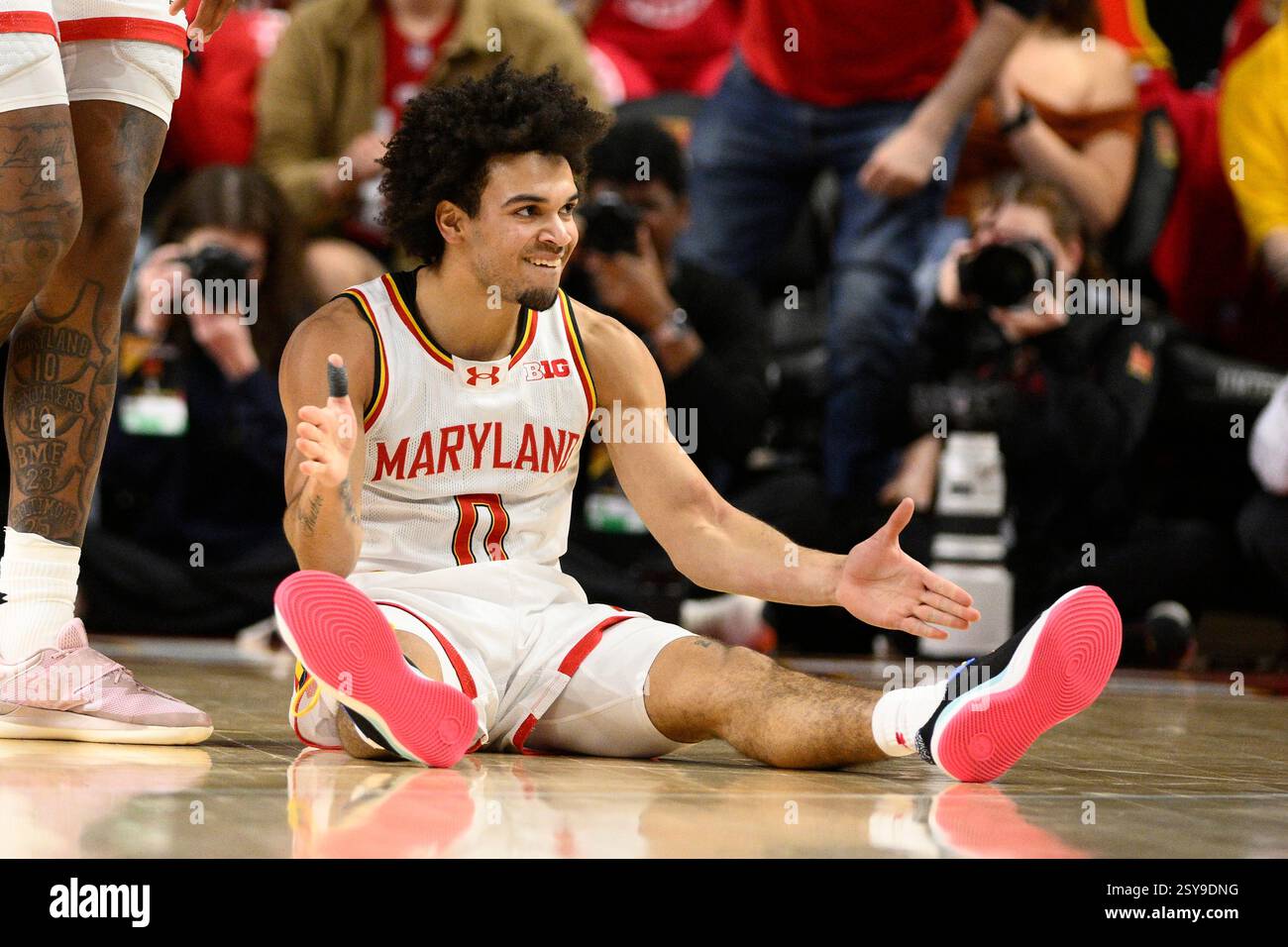 Maryland guard Ja'Kobi Gillespie (0) in action during the first half of ...