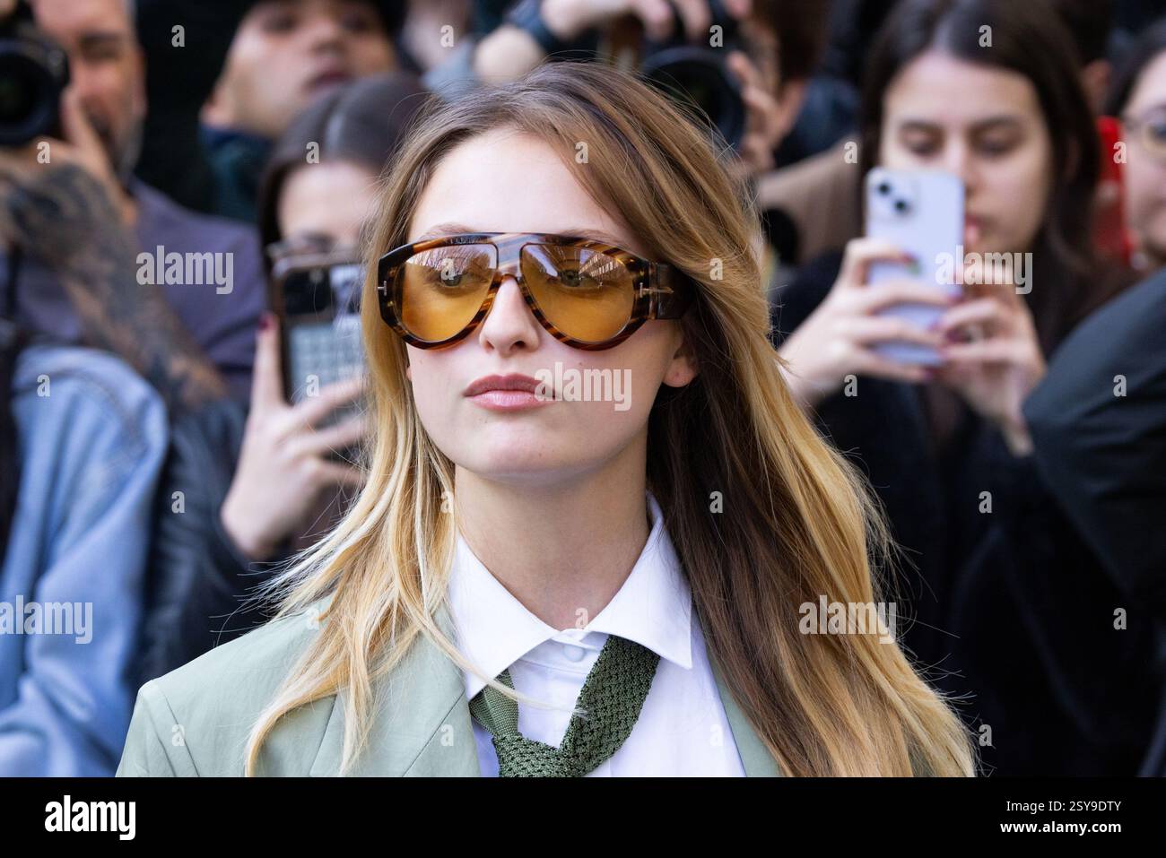 Beatrice Vendramin is seen arriving at the Emporio Armani fashion show ...