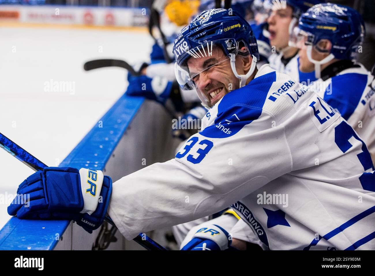 Leksand, Sverige. 27th Feb, 2025. 250227 Leksands Eddie Larsson under ishockeymatchen i SHL ...