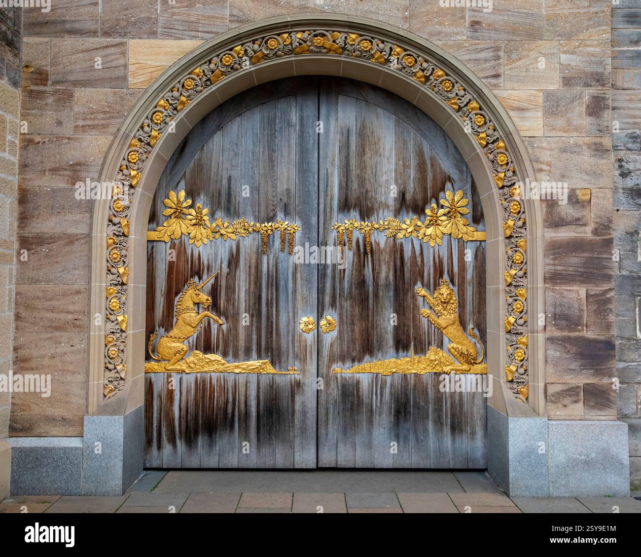 The ornate door to the Queens Gallery in Edinburgh, Scotland Stock ...