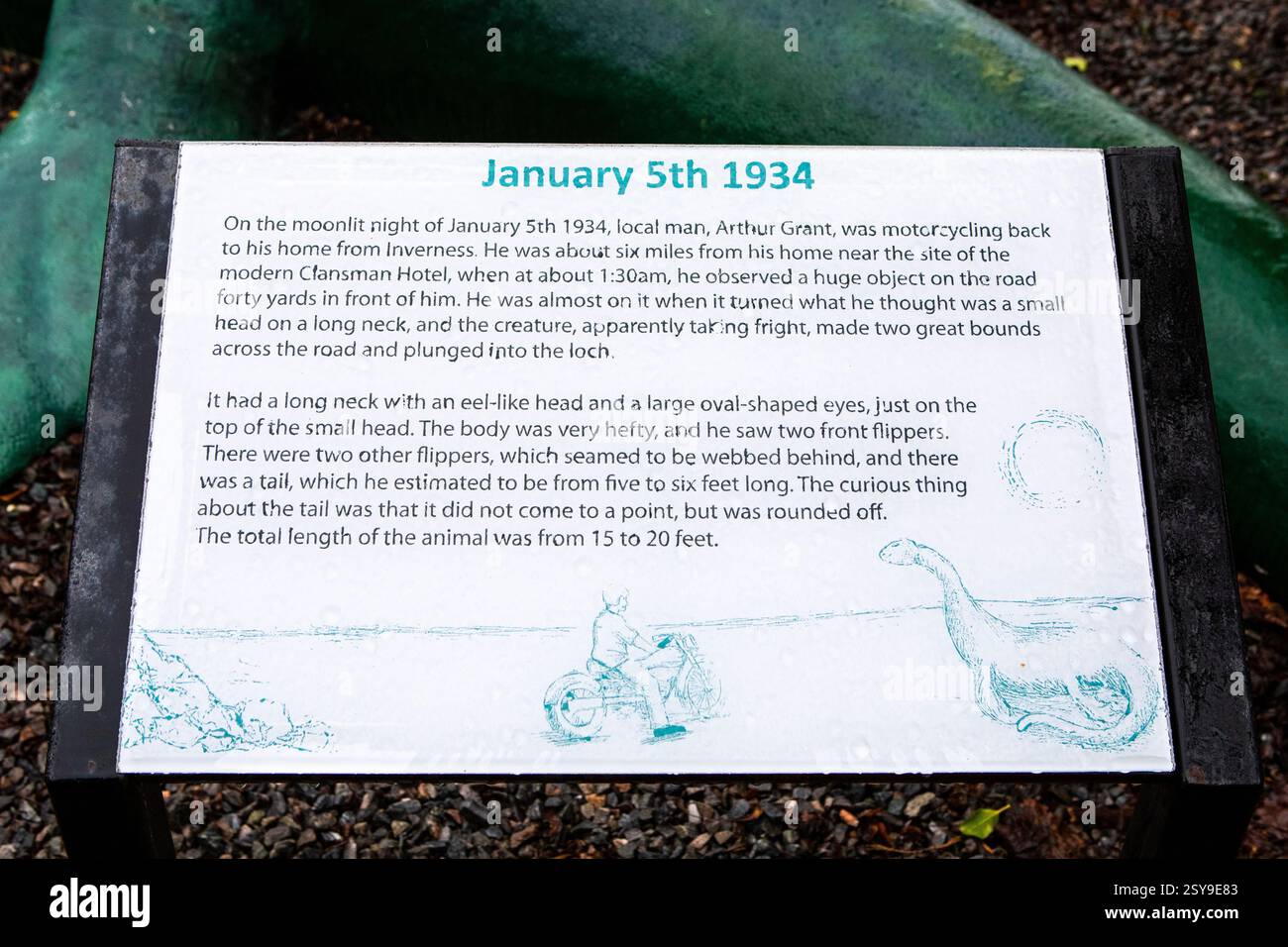 Loch Ness, Scotland - February 16th 2023: A plaque on the banks of Loch ...