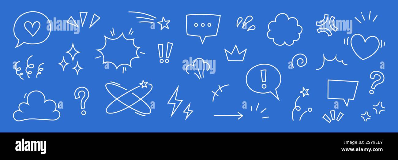 Comic cute speech bubble cartoon element icon set. Comic cute speech ...