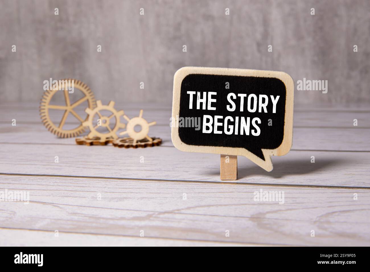 Text STORY BEGINS 2024 on tablet display in businessman hands on the ...