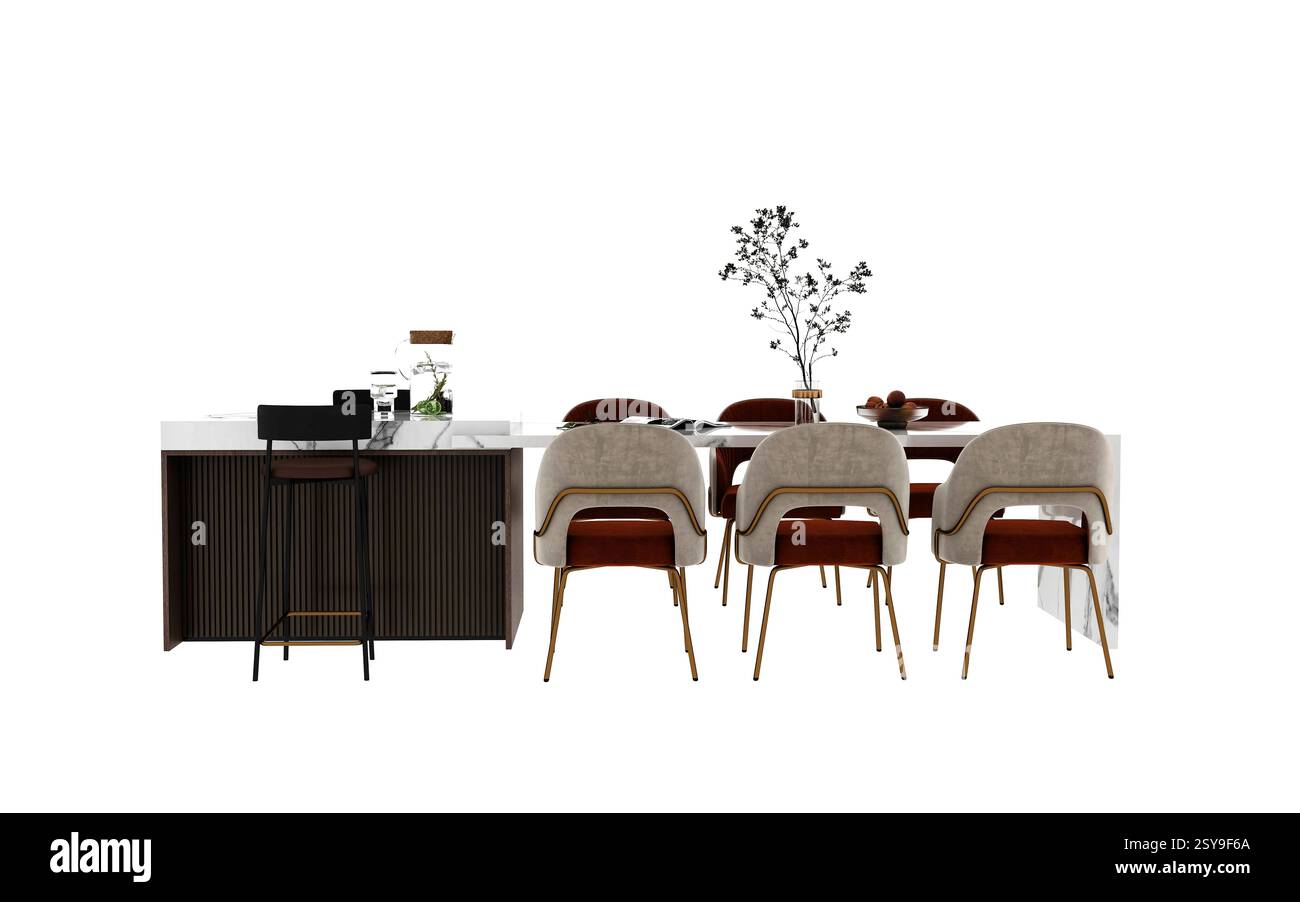 3d render of modern dining table Stock Photo - Alamy