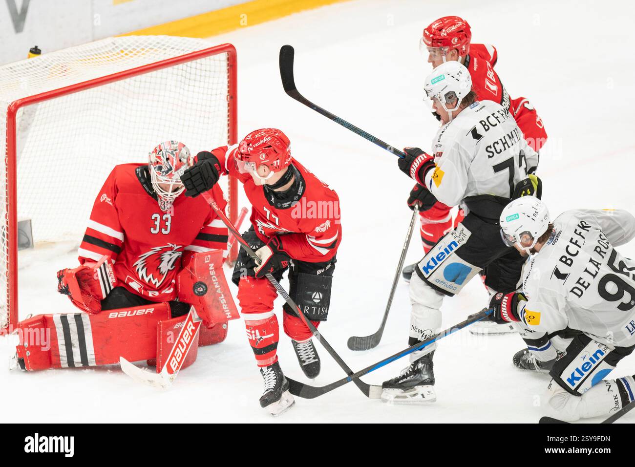 Lausanne, Switzerland. , . Kevin Pasche (goalkeeper) of Lausanne HC #33 ...