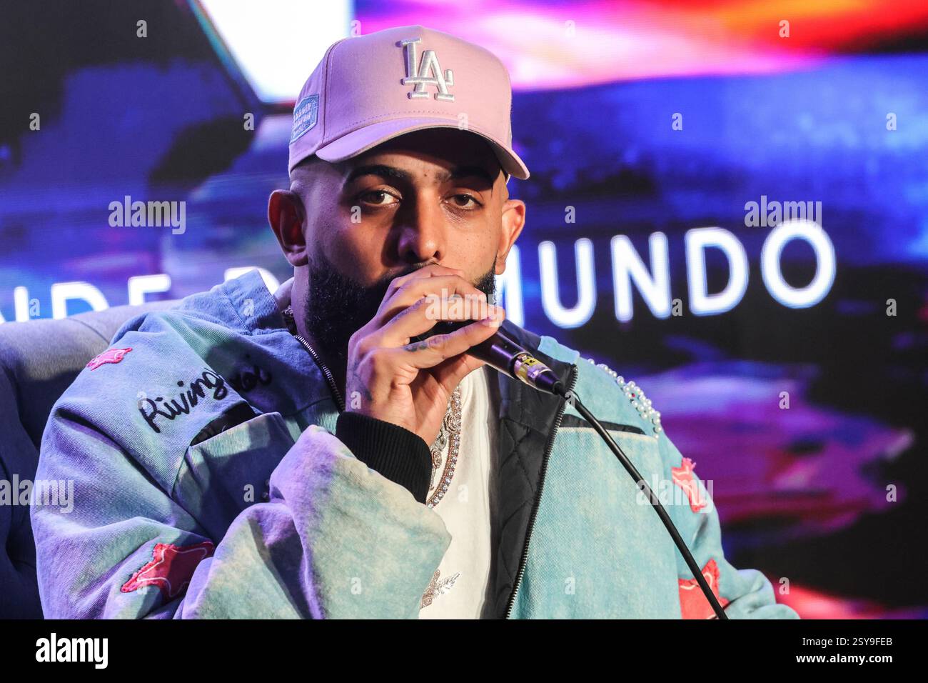 Eladio Carrion speaks during a press conference for the Viña Festival ...