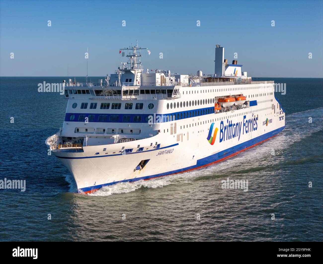 Saint-Malo, an E-Flexer, hybrid powered cross-Channel ferry, operated ...