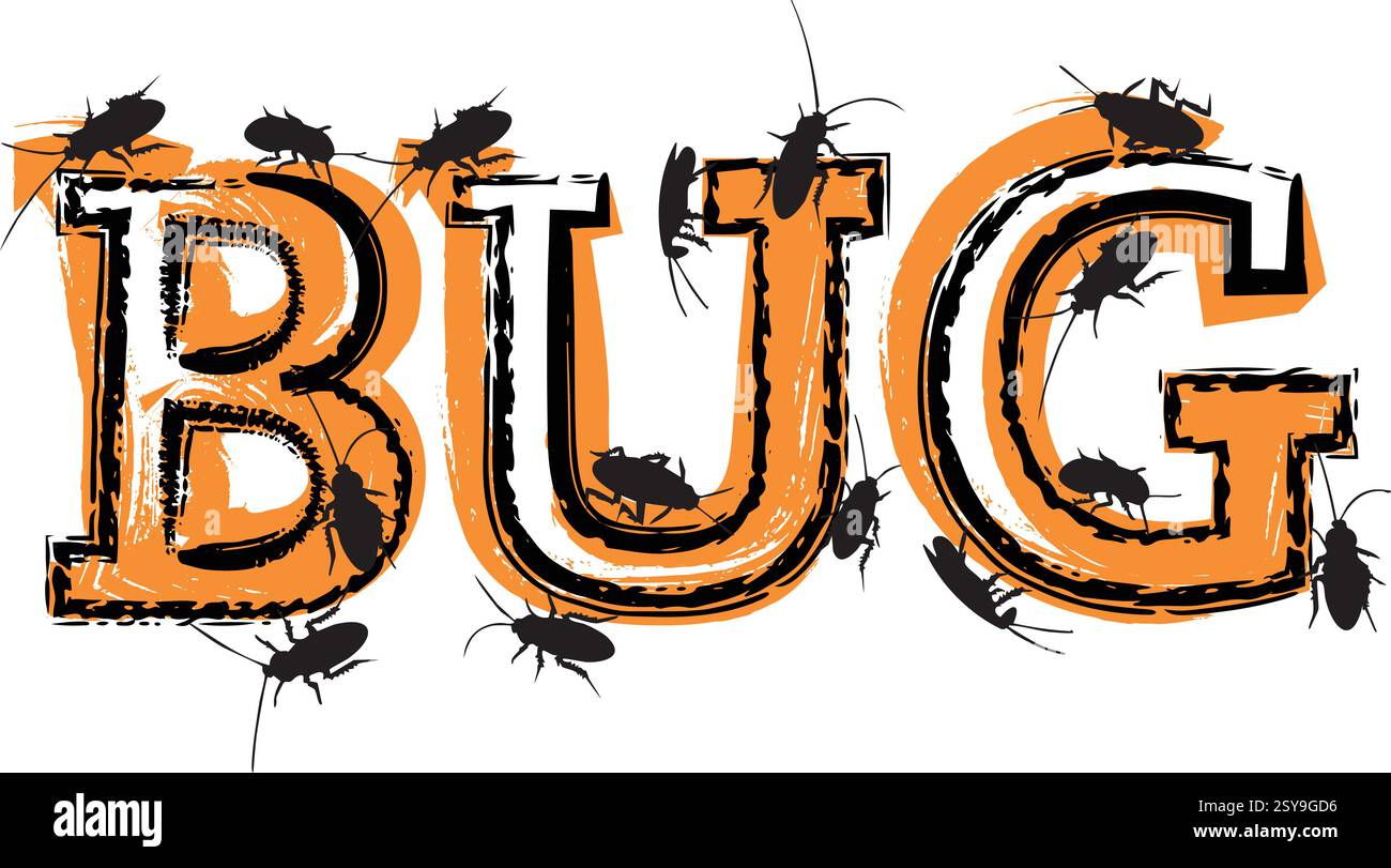 illustrated bug word full of bugs and cockroaches around. Vector illustration Stock Vector Image ...