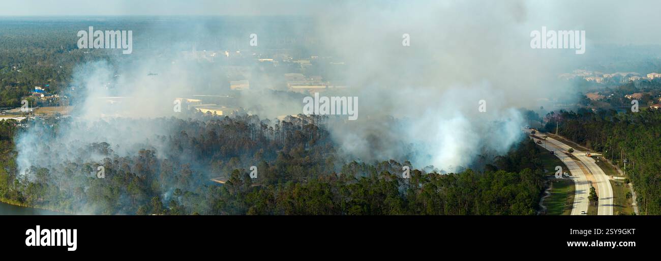 Fire department firetrucks extinguishing wildfire hi-res stock ...