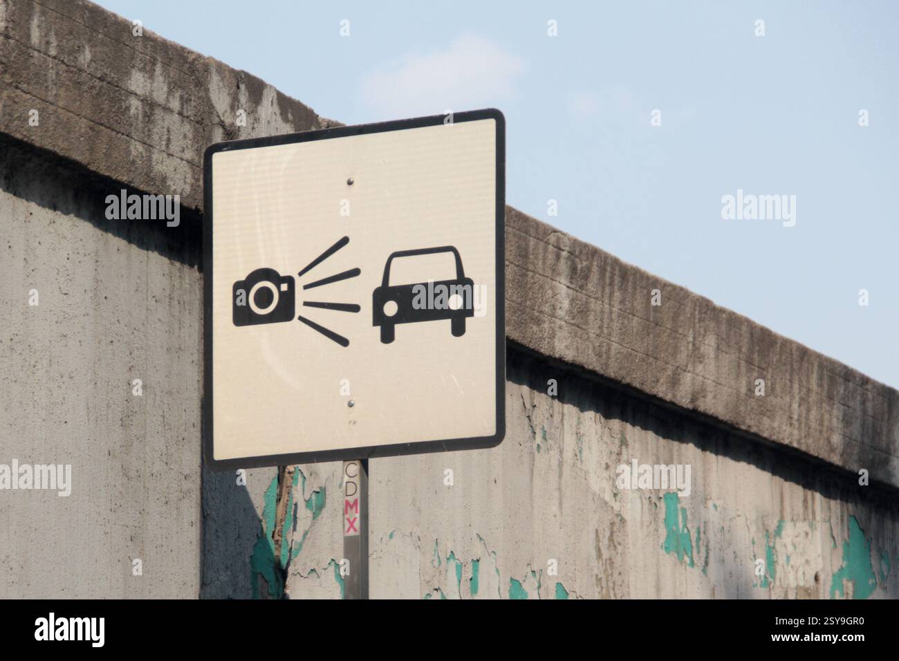 Mexico City, Mexico - Feb 26 2025: Informative traffic sign warning ...