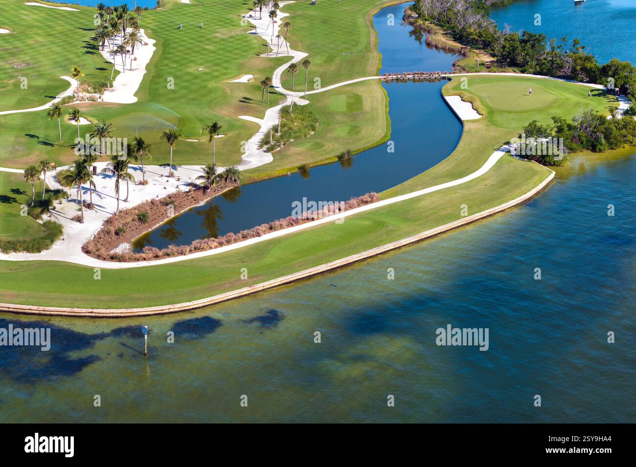 Large golf course and sports grounds with green grass in Boca Grande ...