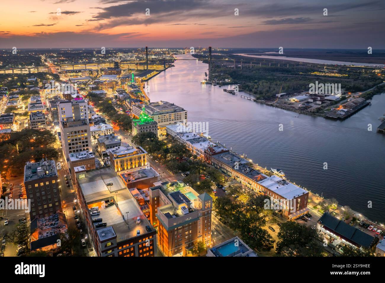 Old historic city architecture in Southern USA. View from above of ...