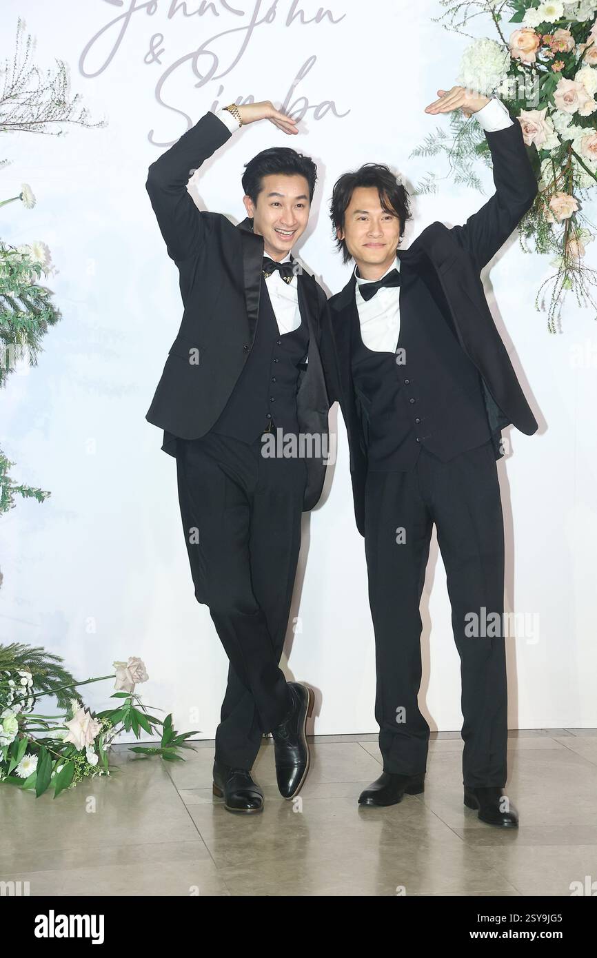 TAIPEI, CHINA - FEBRUARY 27, 2025 - A view of the wedding reception of ...