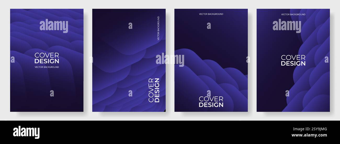 Dark blue abstract vector poster set. A4 resolution vertical modern ...