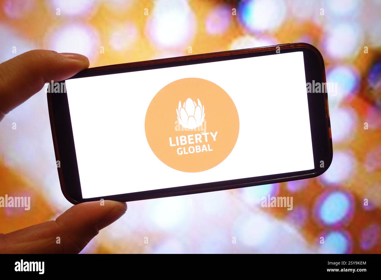 In this photo illustration, the Liberty Global company logo is seen ...