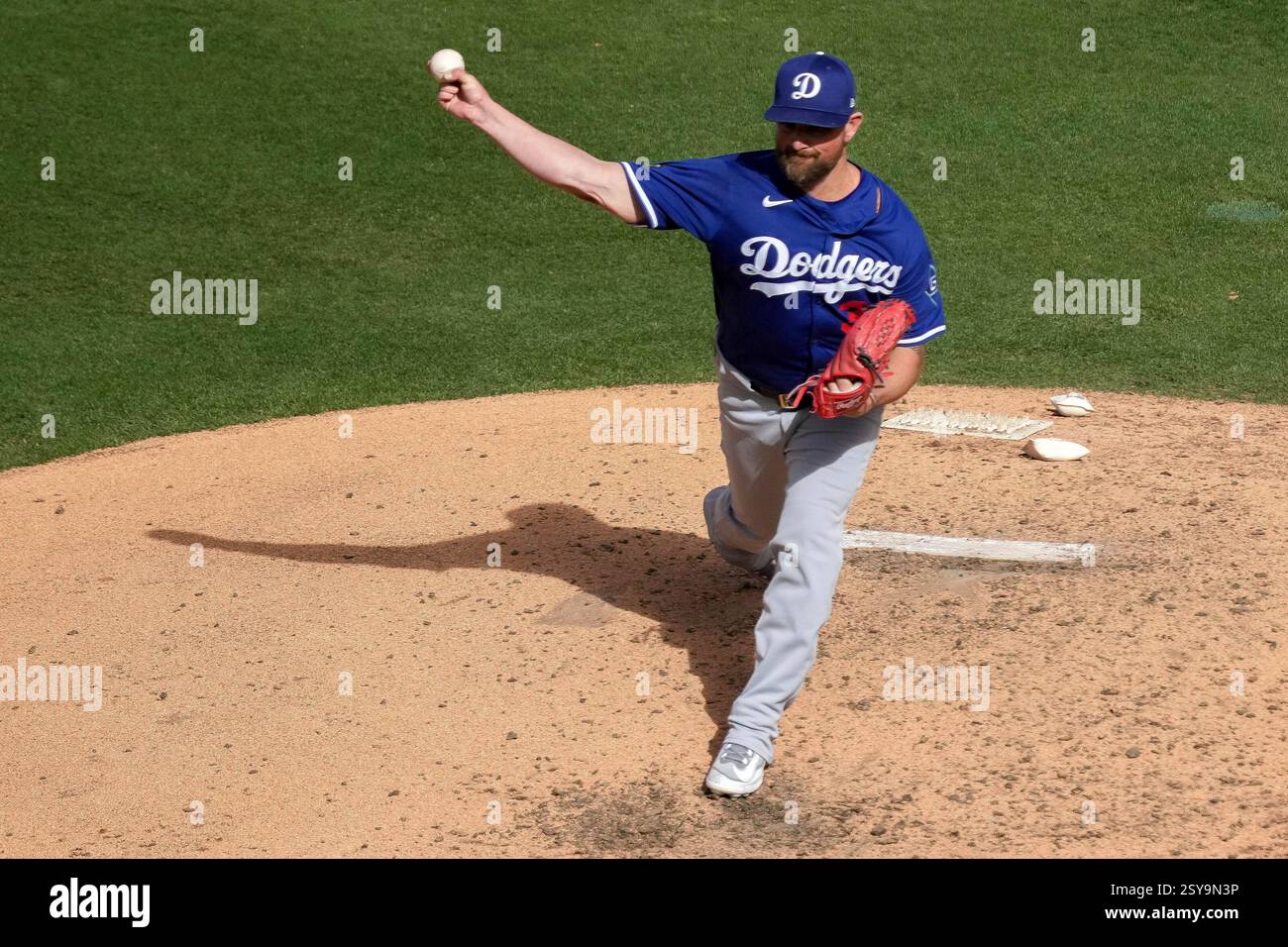 Los Angeles Dodgers pitcher Kirby Yates (38) throws in the fifth inning ...
