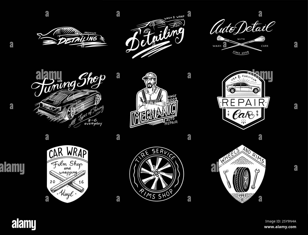 car detail centre or body shop badges. mechanic and other auto repair ...