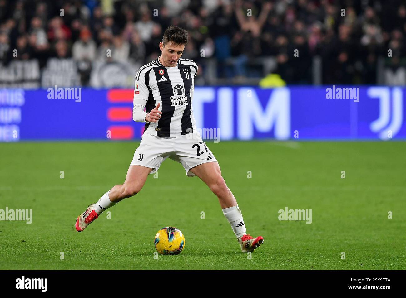 Turin, Italy. 26th Feb, 2025. Andrea Cambiaso of Juventus FC during the Coppa Italia 2024/25 ...