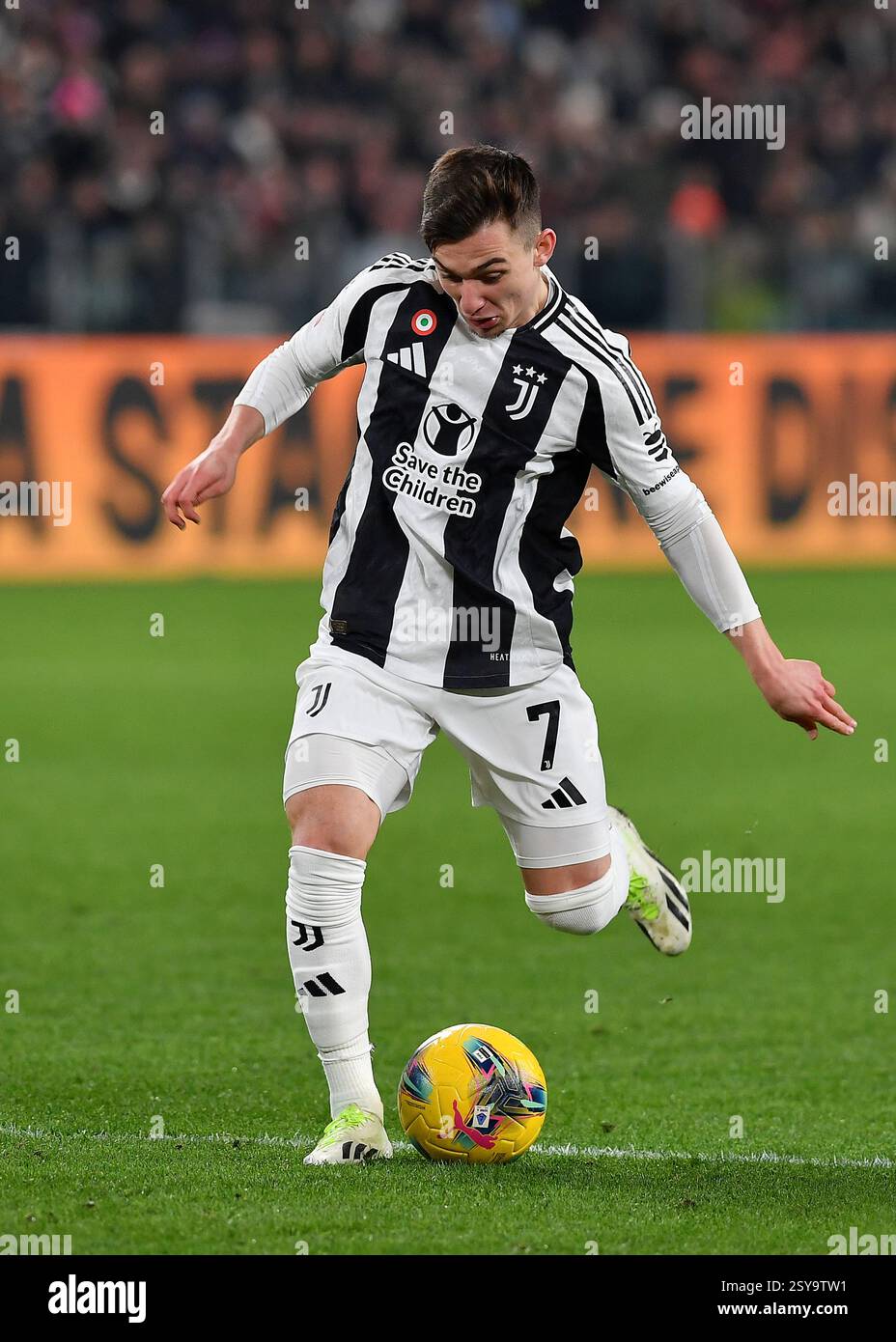 Turin, Italy. 26th Feb, 2025. Francisco Conceicao of Juventus FC during the Coppa Italia 2024/25 ...