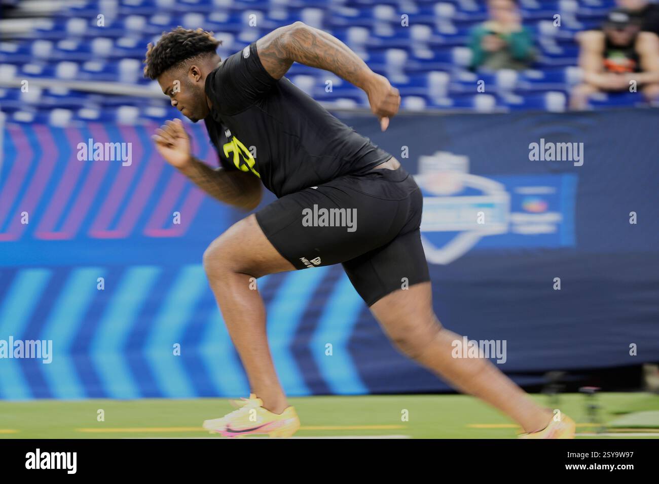 Florida defensive lineman Cam Jackson runs a drill at the NFL football ...