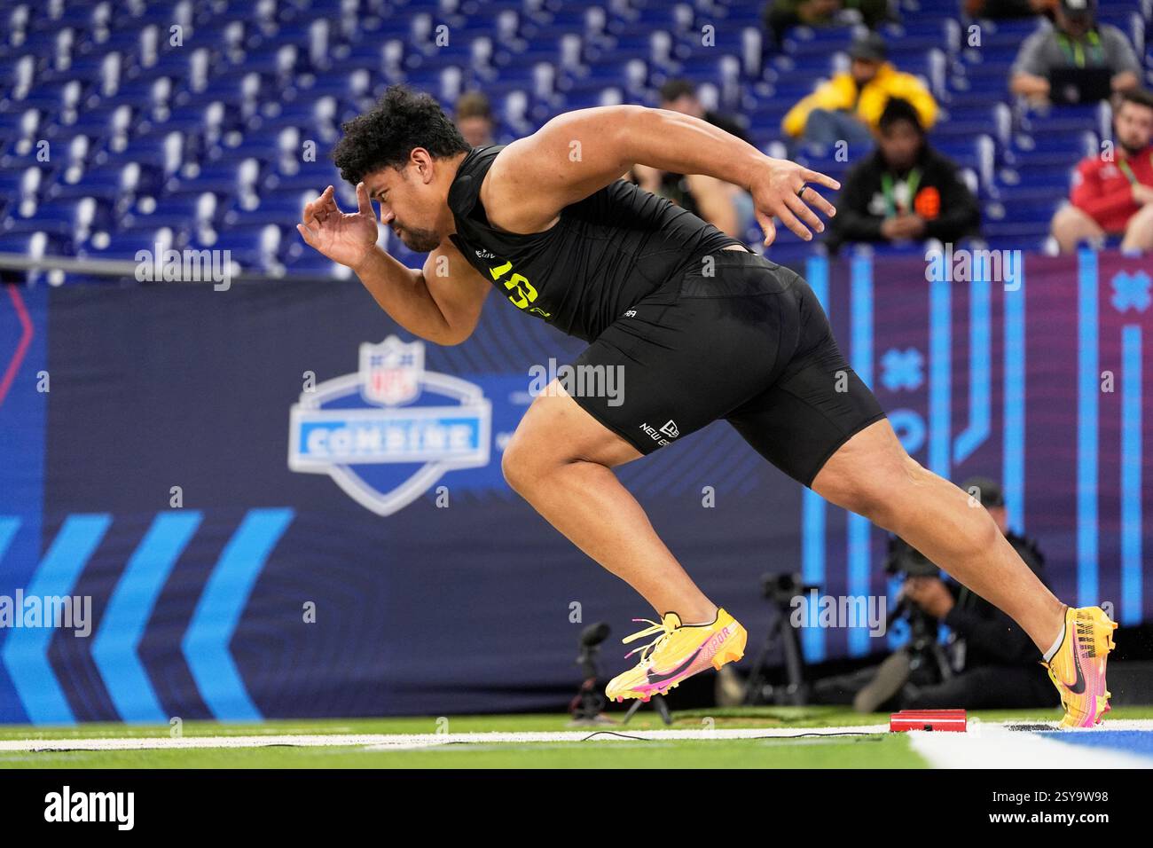 Utah defensive lineman Junior Tafuna runs a drill at the NFL football ...