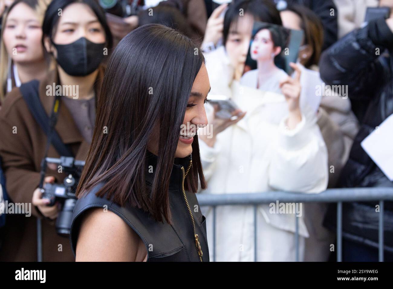 Mariasole Pollio is seen arriving at the Emporio Armani fashion show ...