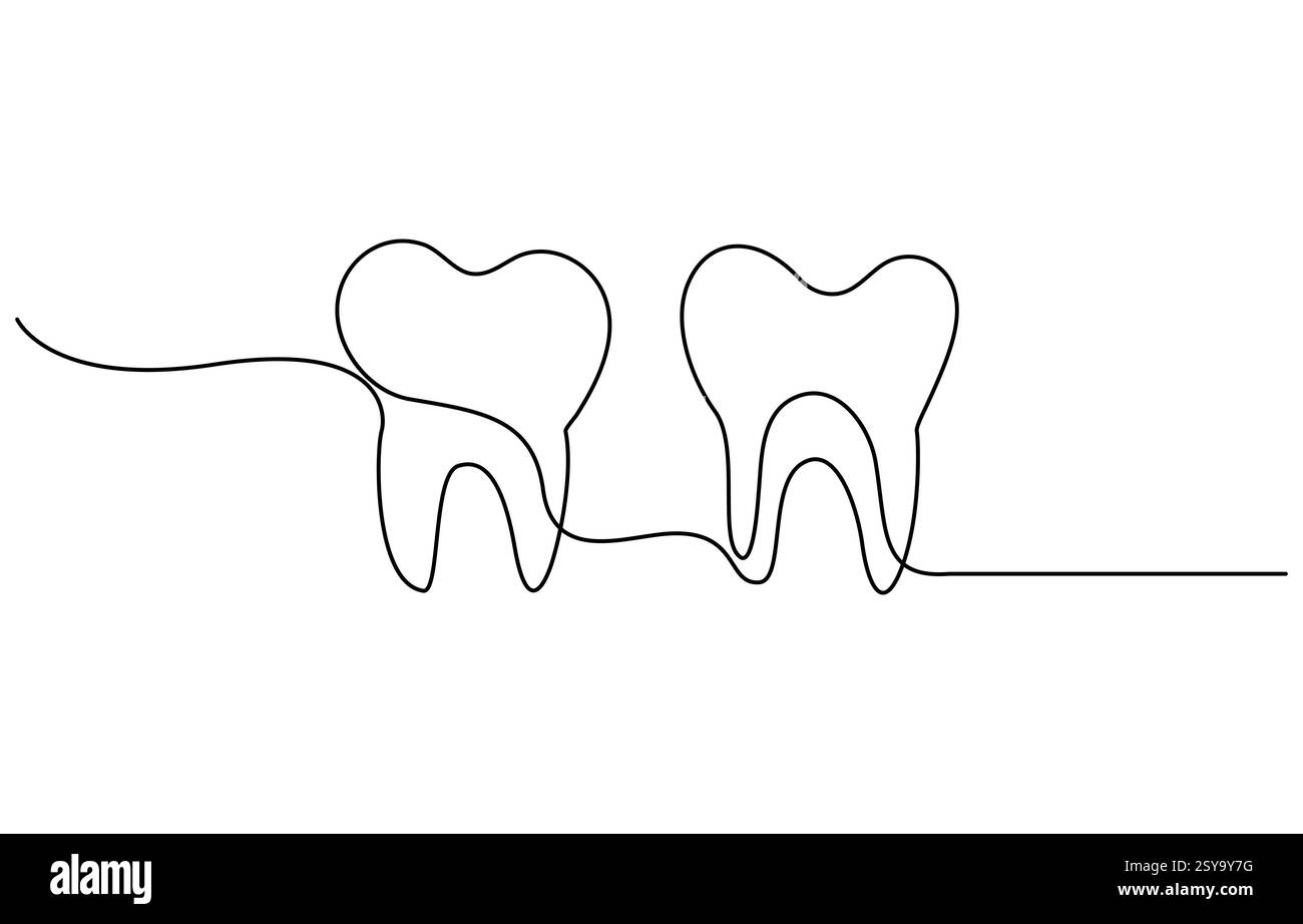 Continuous one line art of teeth isolated flat Stock Vector Image & Art ...