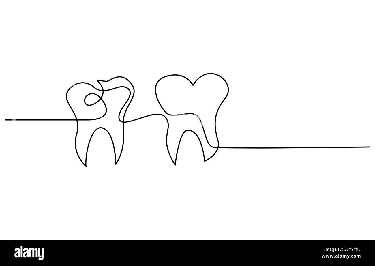 Continuous one line art of teeth isolated flat Stock Vector Image & Art ...