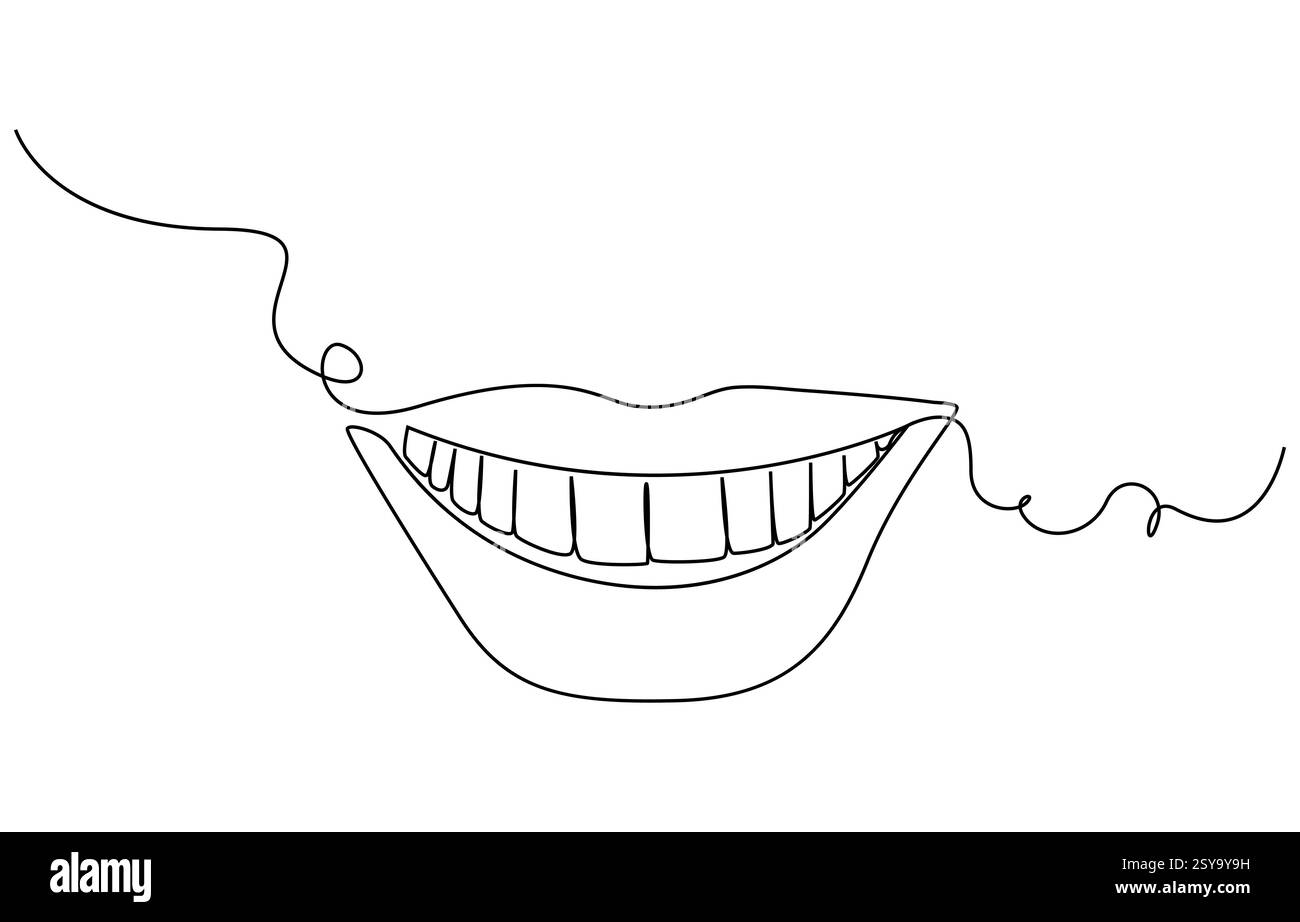 Continuous one line art of teeth isolated flat Stock Vector Image & Art ...