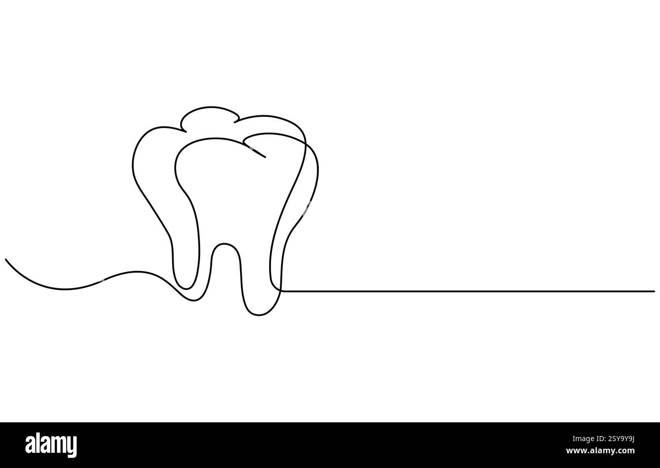 Continuous one line art of teeth isolated flat Stock Vector Image & Art ...