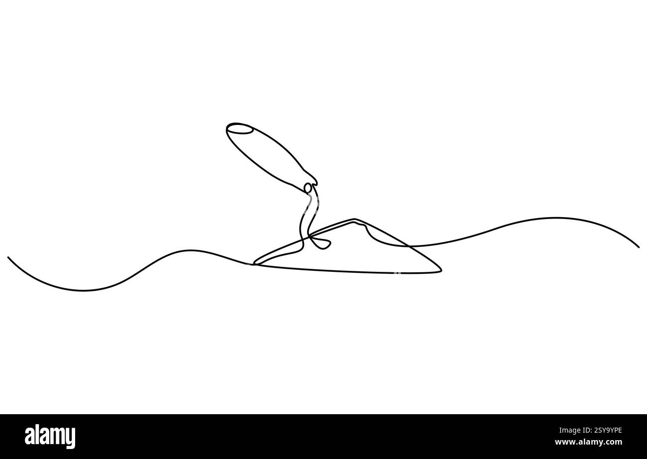 Gardening Trowel Single Line art Drawing, Continuous one line drawing ...