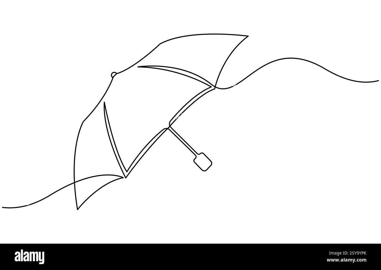 Umbrella depicted in continuous line drawing, continuous line drawing ...